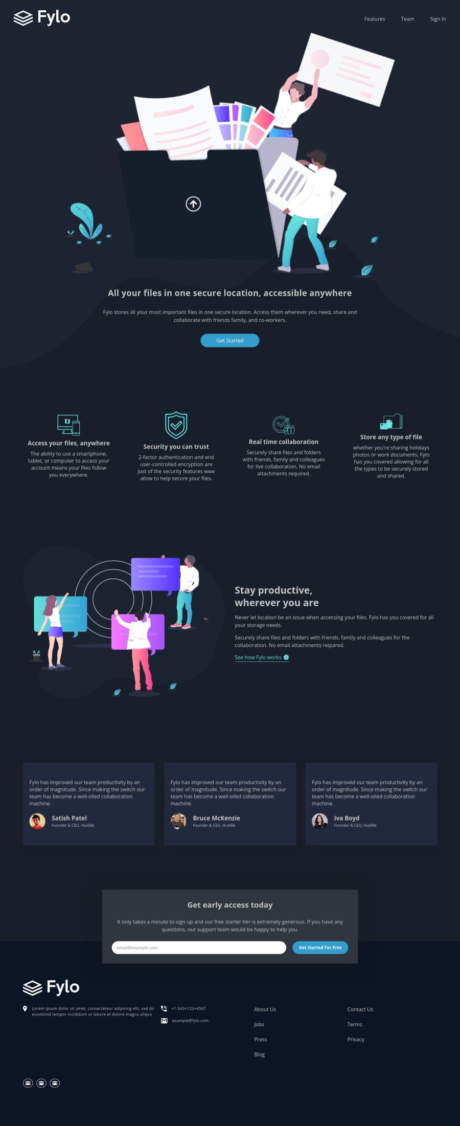 Frontend Mentor Responsive Fylo Dark Theme Landing Page Coding
