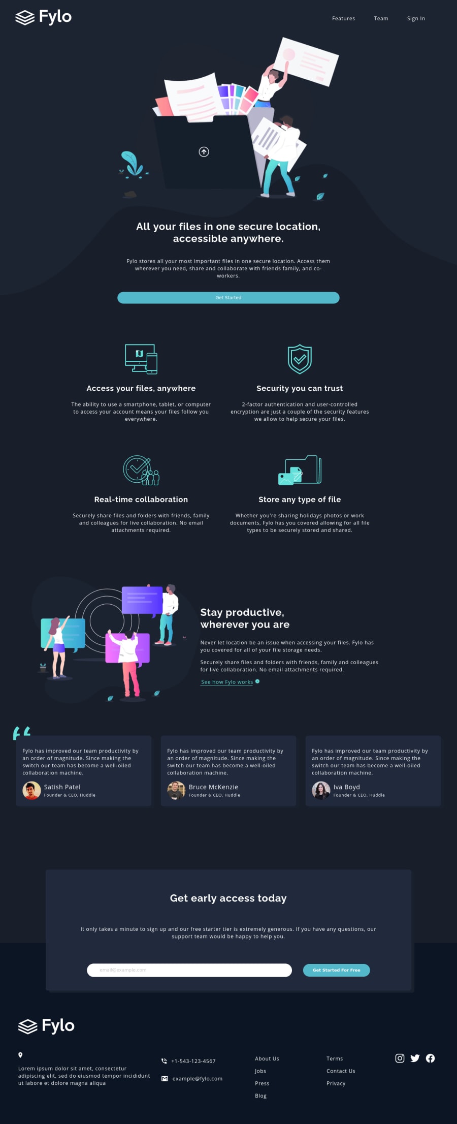 Frontend Mentor My First Html Css Website Fylo Dark Theme Landing Page Coding Challenge Solution