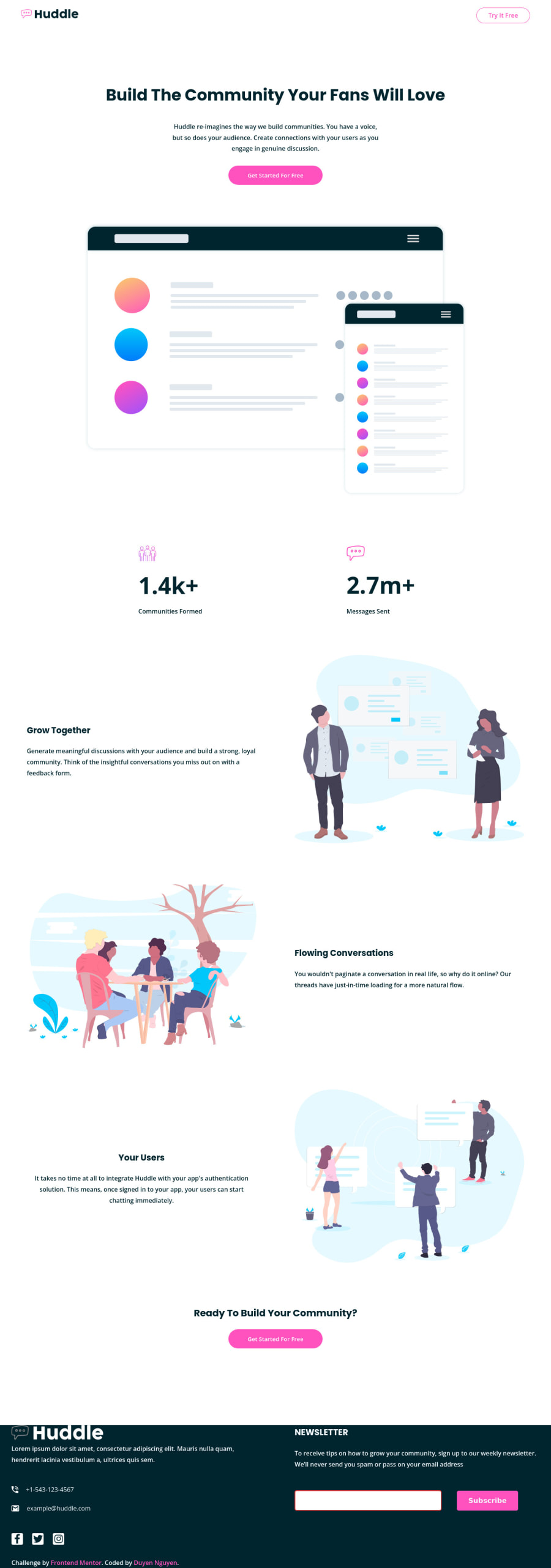 Frontend Mentor Huddle Landing Page Curves Html Css Vanilla Javascript Coding Challenge Solution