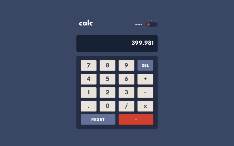 Frontend Mentor React Calculator App Keyboard Control Styled