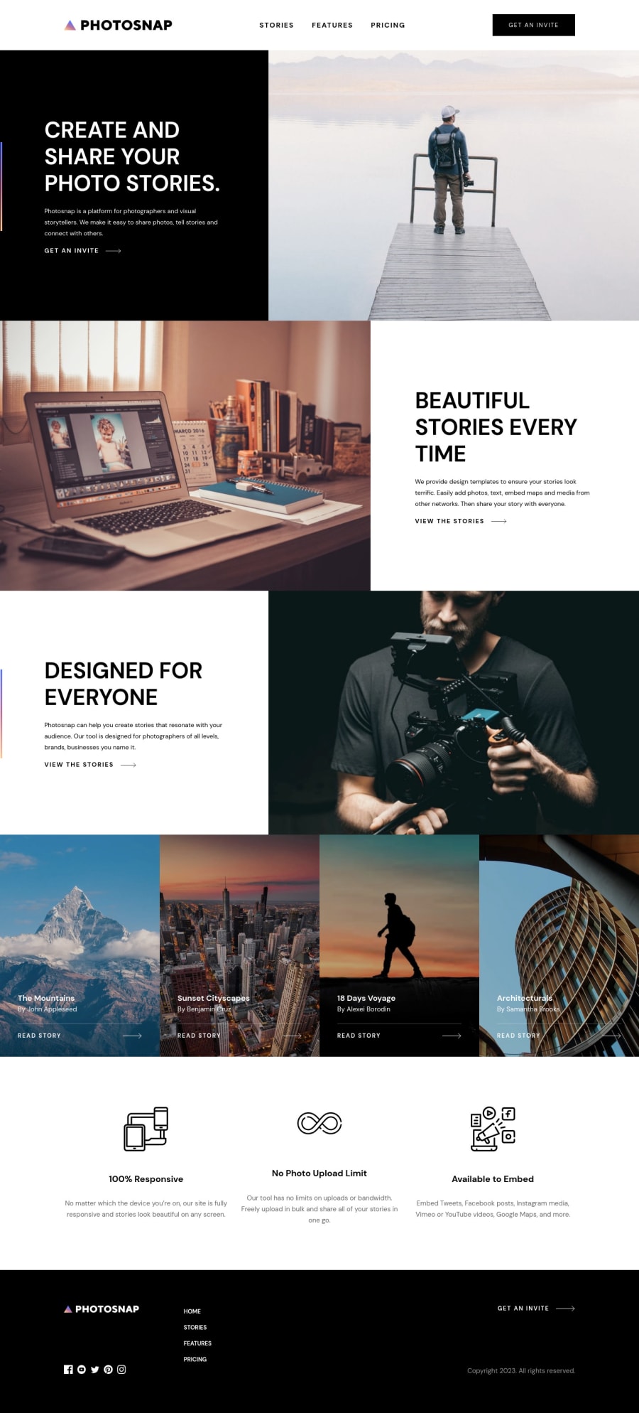 Frontend Mentor Responsive Photosnap Website Using Html Sass And Js