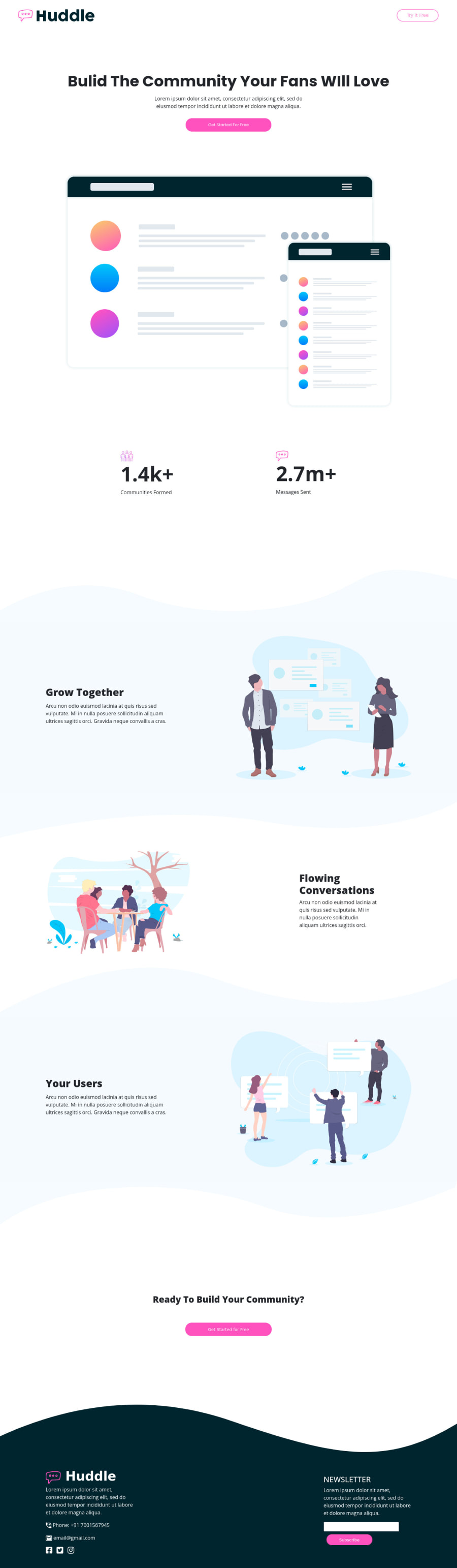 Frontend Mentor Responsive Huddle Landing Page Using Css Flex Coding Challenge Solution