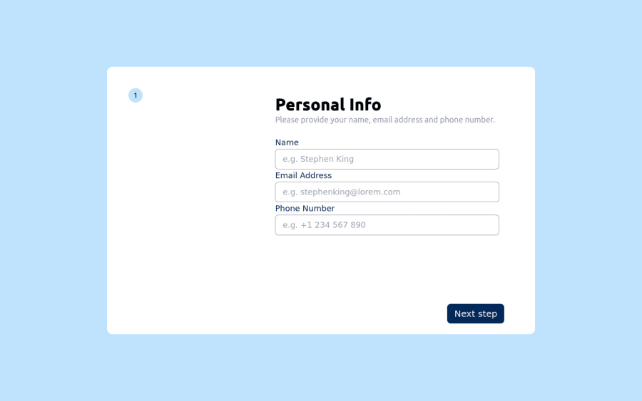 Frontend Mentor Multi Step Form React Ts With Usecontext