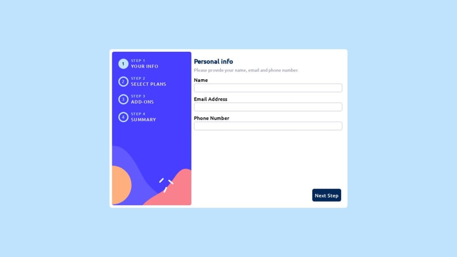 Frontend Mentor Multi Step Form Using React Hook Form Coding Challenge Solution