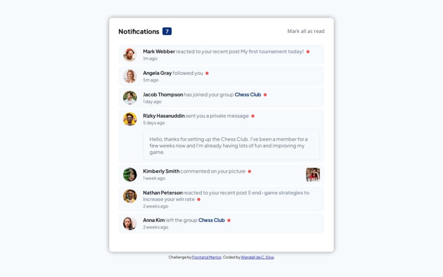 Frontend Mentor Notifications Page Using Html Sass And Js Coding