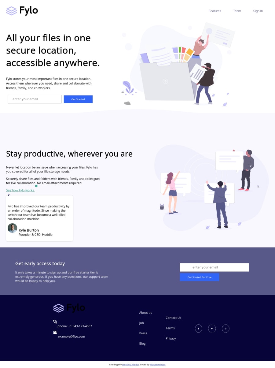 Frontend Mentor | fylo-landing-page with html and CSS flexbox coding challenge solution