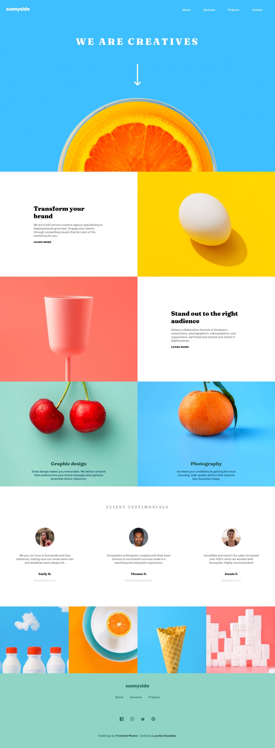 Frontend Mentor Sunnyside Agency Landing Page Using Css Grid Flexbox And Javascript Coding