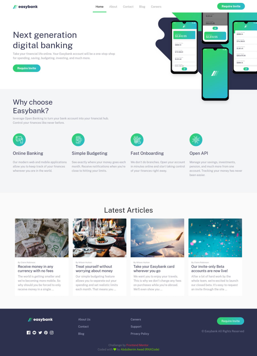 Frontend Mentor Easybank Responsive Website Using Bootstrap5 And Scss