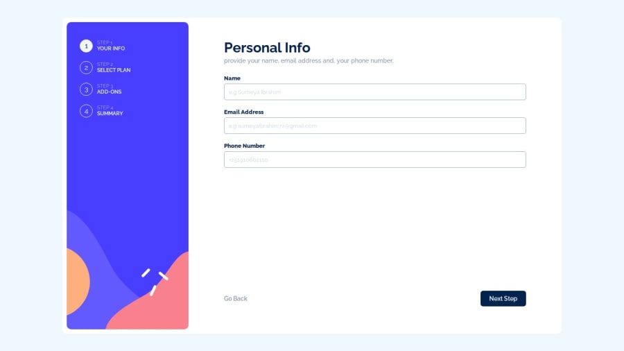 Frontend Mentor Multi Step Form Coding Challenge Solution