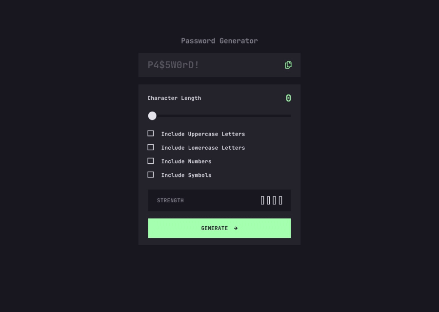 Frontend Mentor Password Generator App Coding Challenge Solution