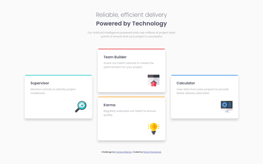 Frontend Mentor Four Card Feature Sectionhtmlcss Grid Coding Challenge Solution