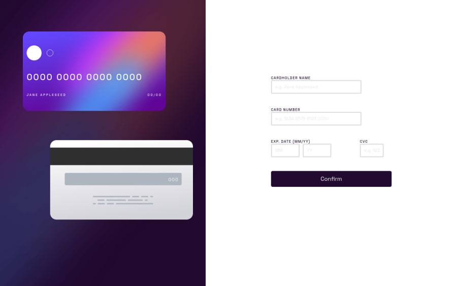 Frontend Mentor | Interactive Credit Card Form coding challenge solution Frontend Mentor | Interactive Credit Card Form coding challenge solution