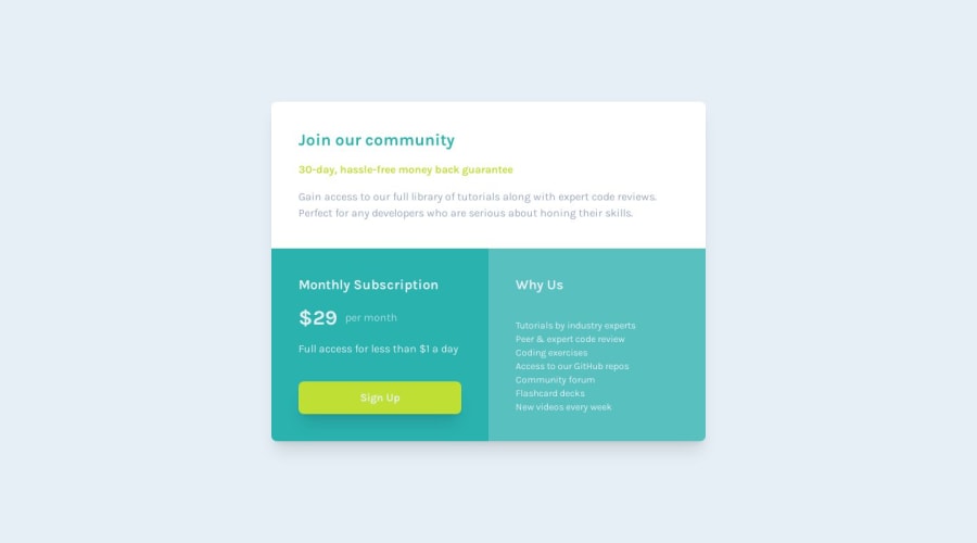 Frontend Mentor Single Price Grid Component Using Tailwind Css Coding Challenge Solution