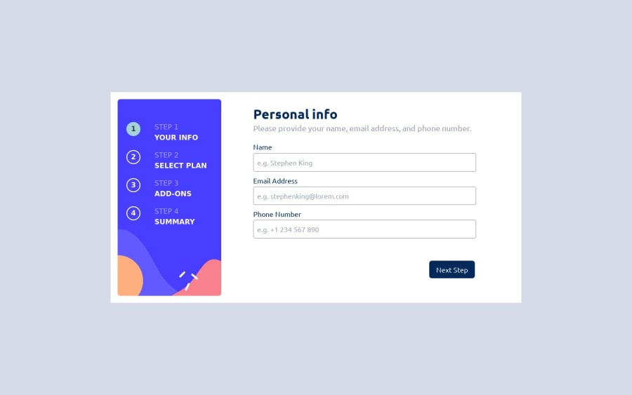 Frontend Mentor Multi Step Form Using React Js Coding Challenge Solution