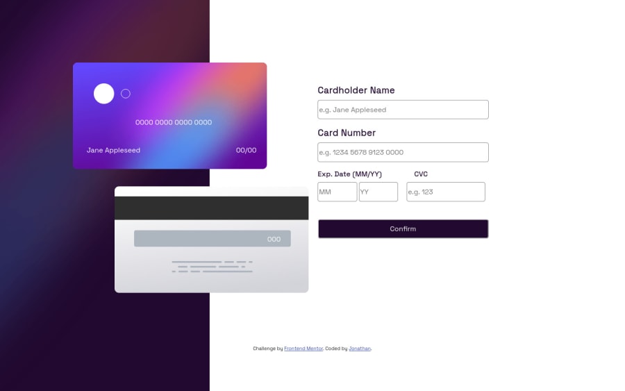 Frontend Mentor Desktop Only Interactive Card Details Coding Challenge Solution