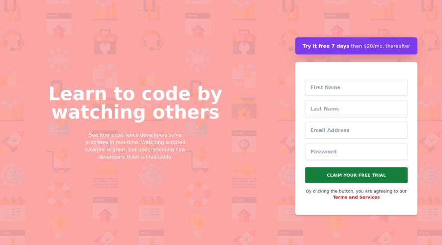 Frontend Mentor Signup Form Using Nextjs Tailwindcss And React Hook