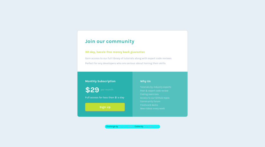 Frontend Mentor Frontend Mentor Single Price Grid Component Coding