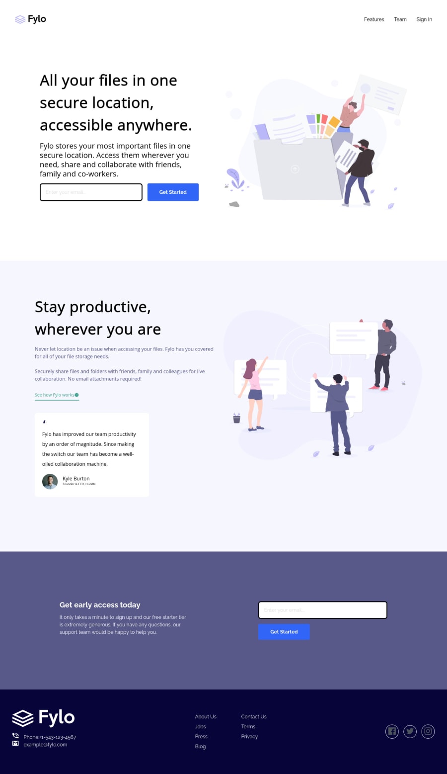 Frontend Mentor Fylo Landing Page Component Coding Challenge Solution