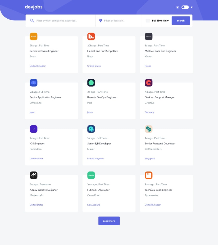 Frontend Mentor Dev Jobs Web App Using React With Typescript And Tailwind Css Coding Challenge