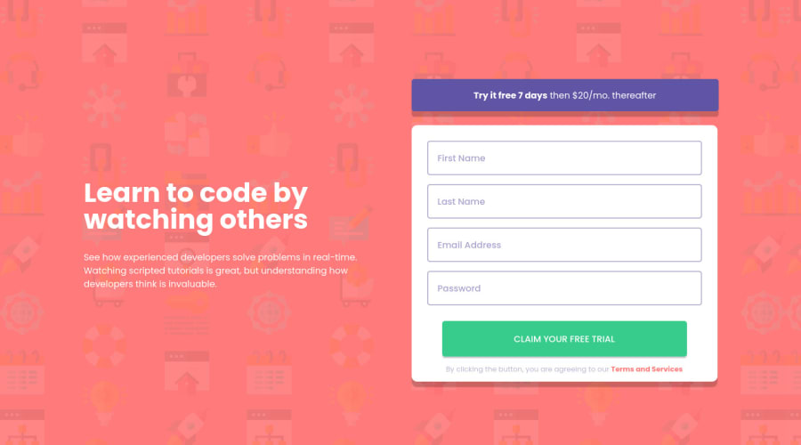 Frontend Mentor Intro With Sign Up Form Using Flexbox Coding