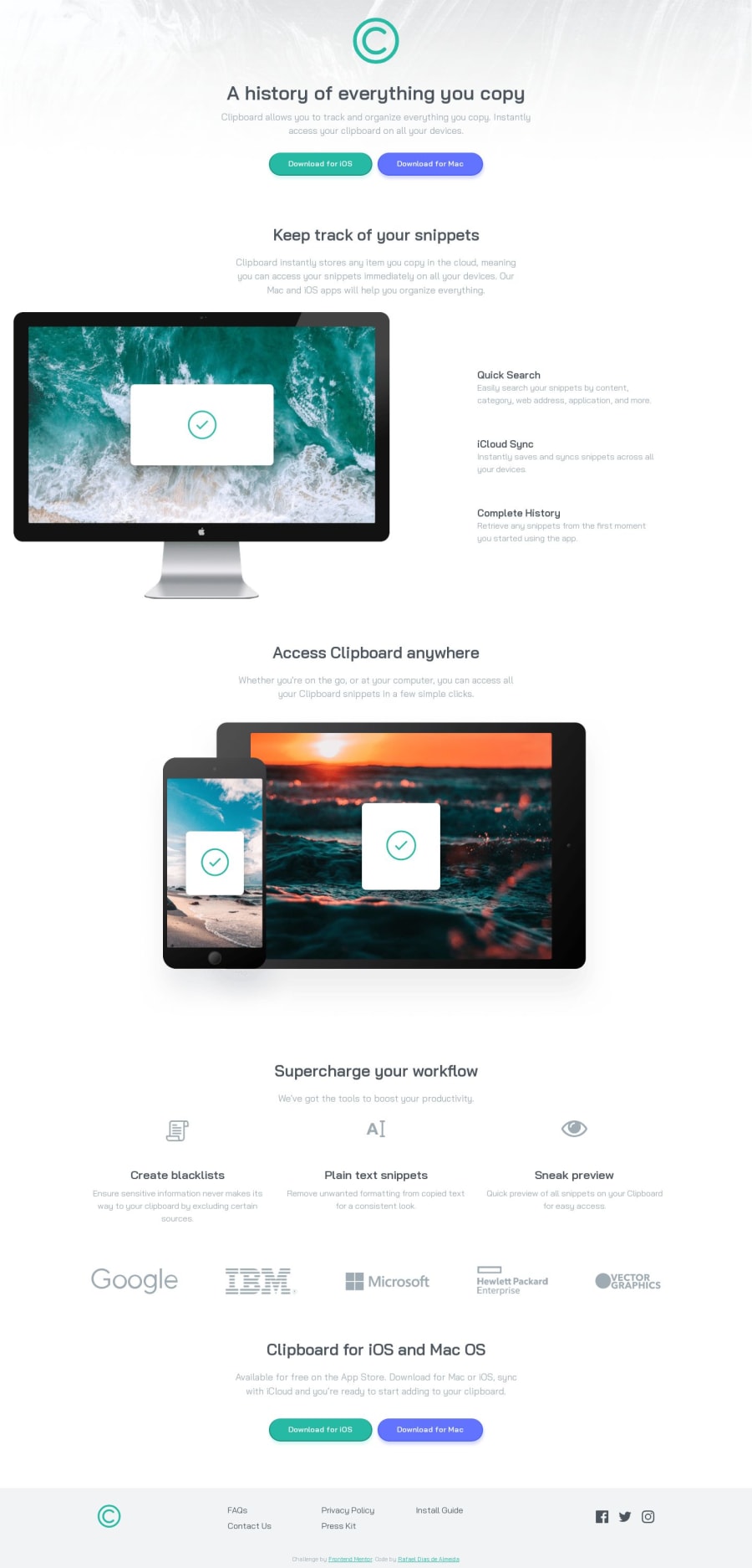 Frontend Mentor Clipboard Landing Page Master Using Web Components
