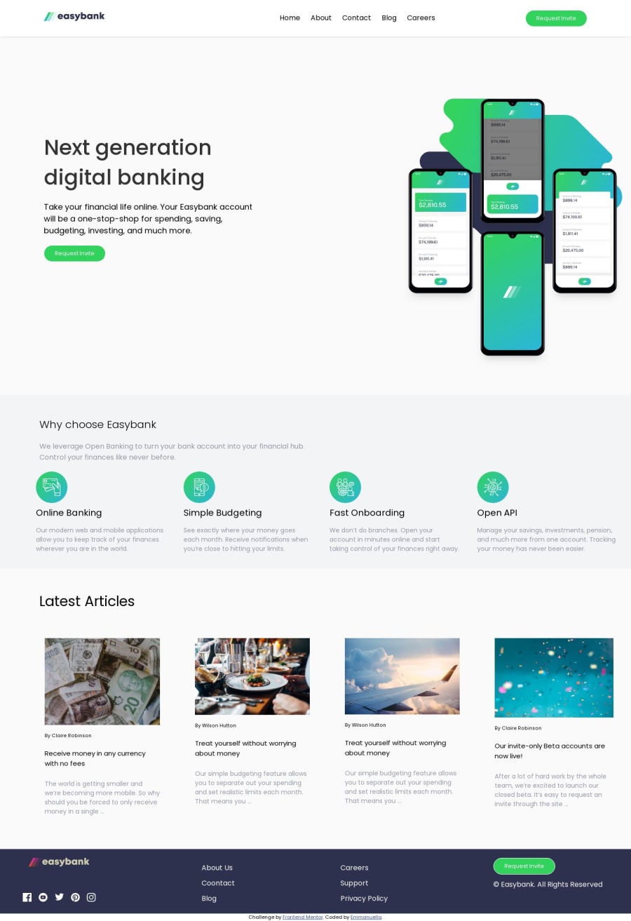 Frontend Mentor Easybank Css And Vanillajs Coding Challenge Solution
