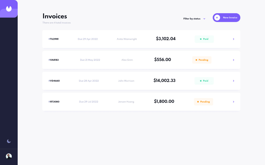 Frontend Mentor Invoice With Nextjs Tailwindcss Typescript Supabase Coding Challenge