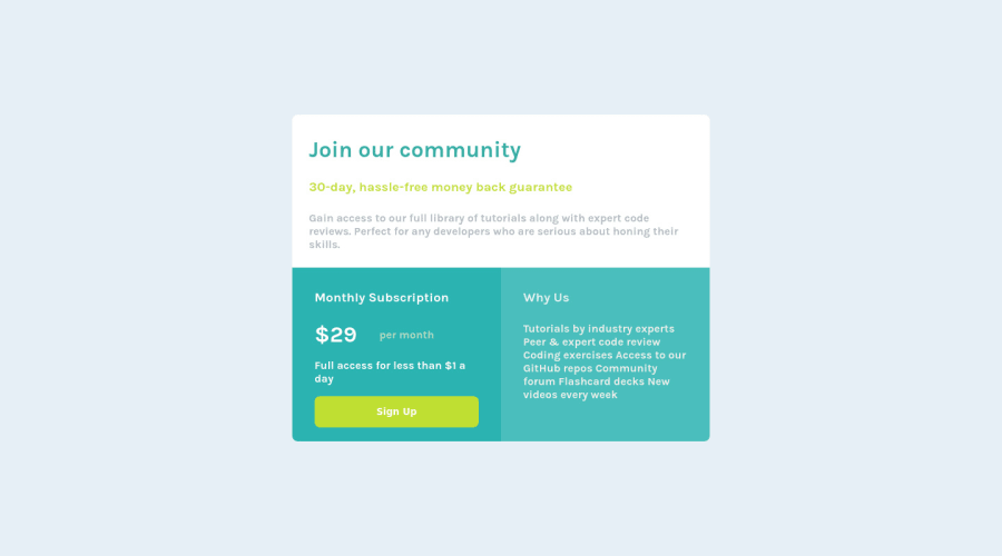 Frontend Mentor Single Price Grid Component Master With Html Css And