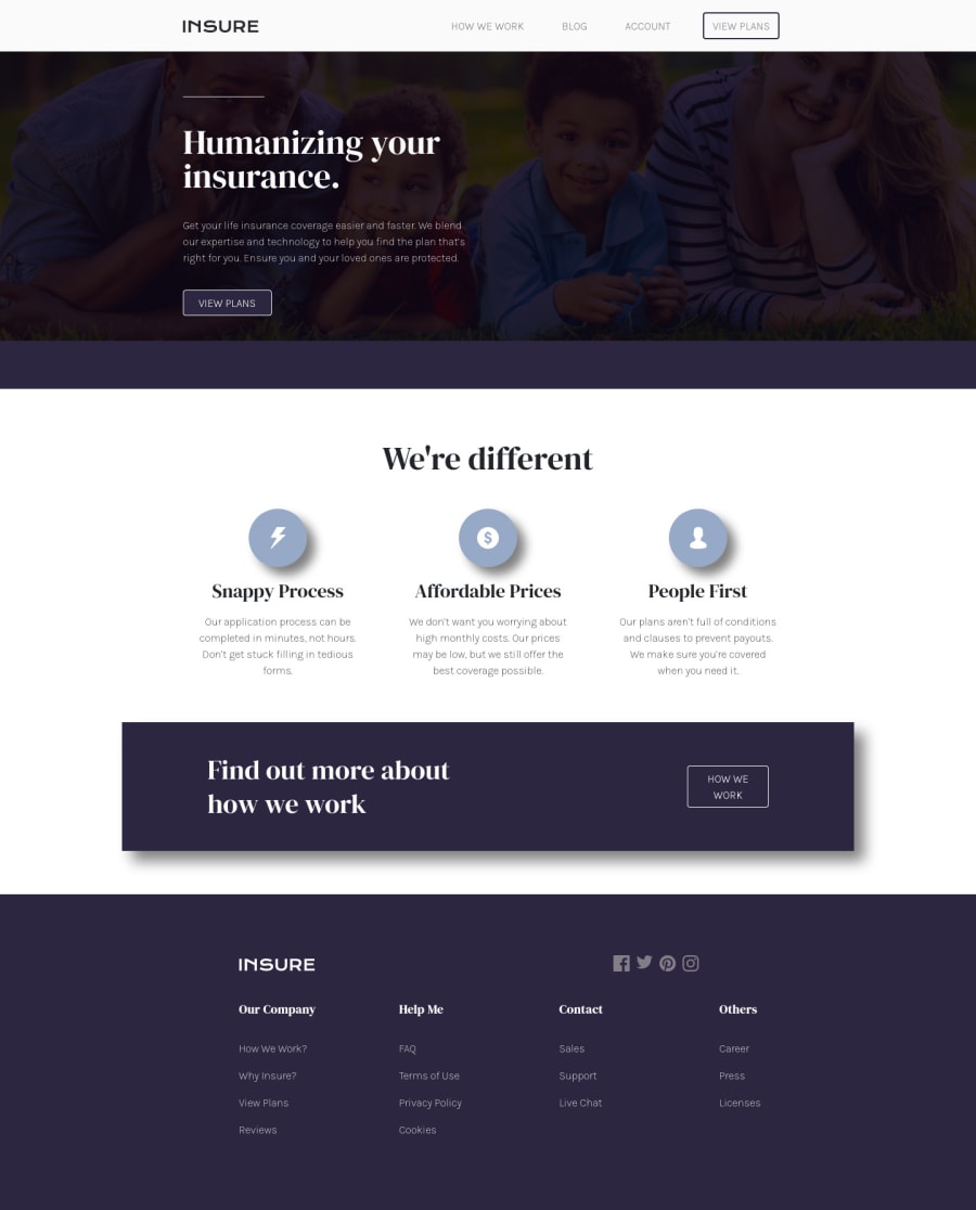 Frontend Mentor Insure Landing Page Using React Js And Sass Coding
