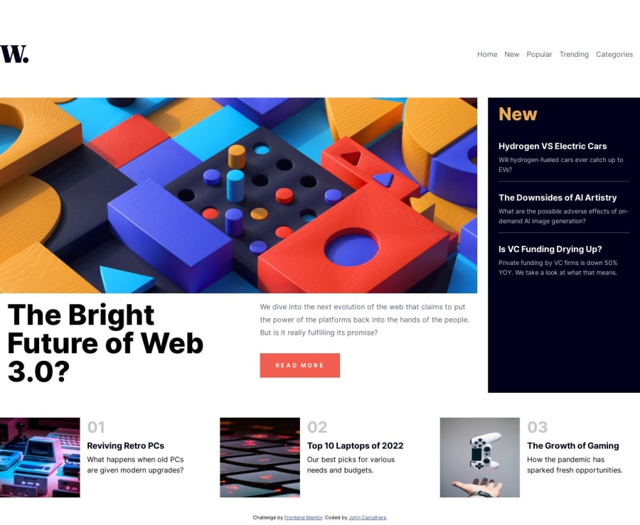 Frontend Mentor News Homepage Main Using Grid And Flexbox Mobile