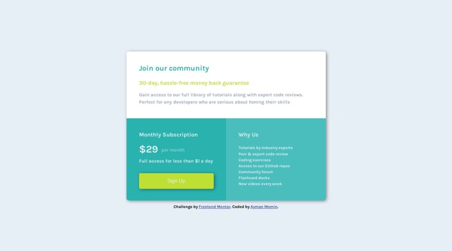 Frontend Mentor Css Challenge Single Price Card Componenet Coding