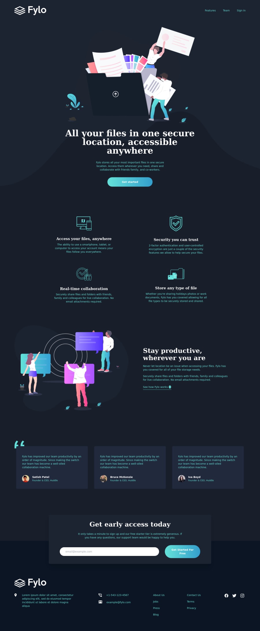 Frontend Mentor Fylo Dark Theme Landing Page Reactjs Tailwindcss Coding Challenge Solution