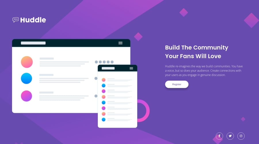Frontend Mentor | Responsive Huddle Landing Page HTML and CSS coding ... Frontend Mentor | Responsive Huddle Landing Page HTML and CSS coding ...