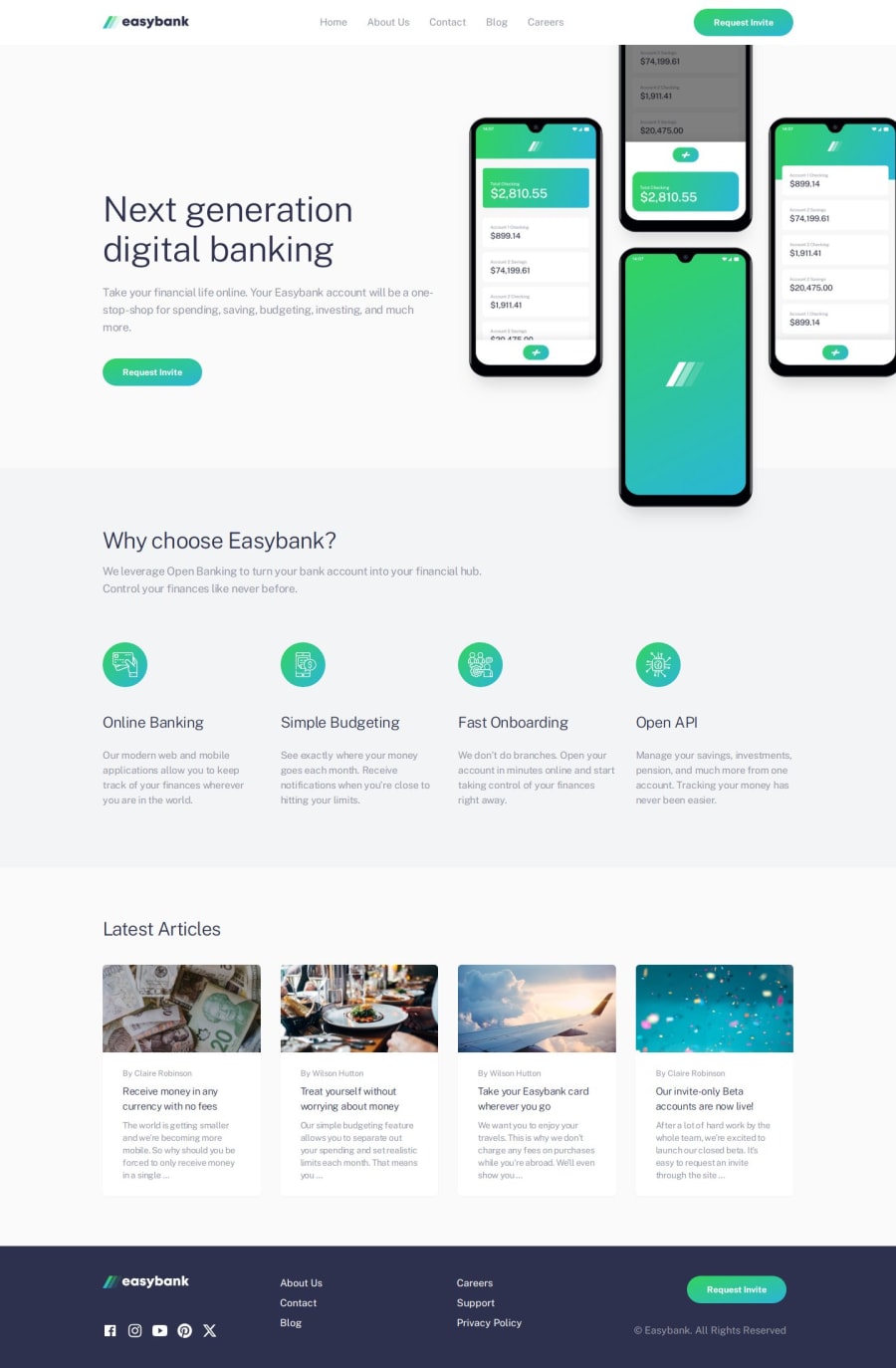 Frontend Mentor Easybank Using React Tailwindcss Responsive Design