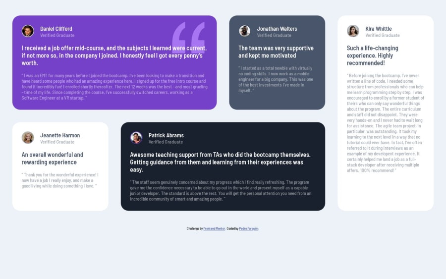 Frontend Mentor Solution To The Testimonials Challenge On Frontend Mentor With Css Gri Coding