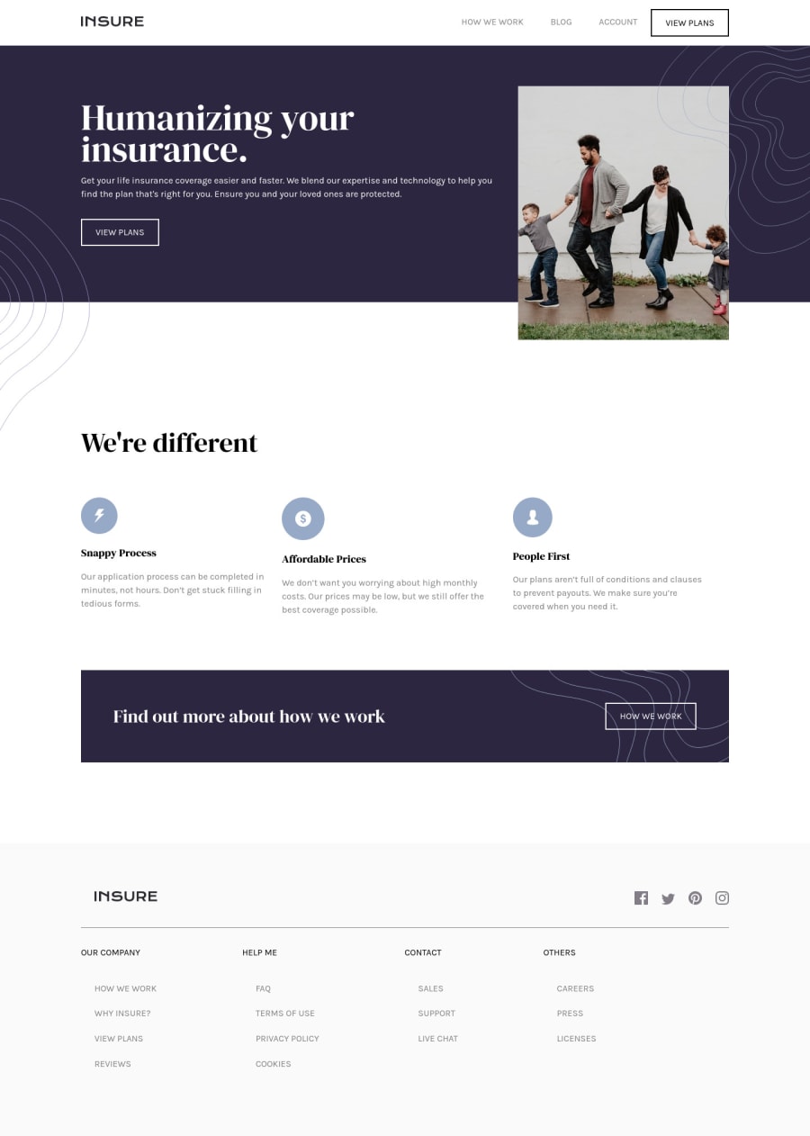 Frontend Mentor Insure Landing Page Using React Js Coding Challenge