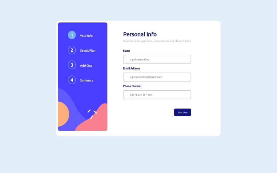 Frontend Mentor | Multi Step Sign up Form coding challenge solution Frontend Mentor | Multi Step Sign up Form coding challenge solution