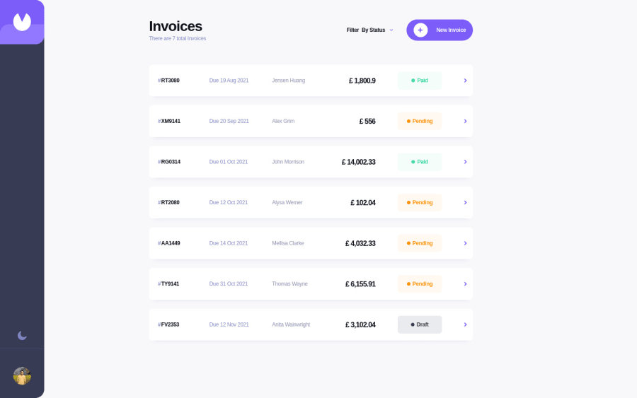 Frontend Mentor Responsive Invoice App Using React And Redux Coding Challenge Solution