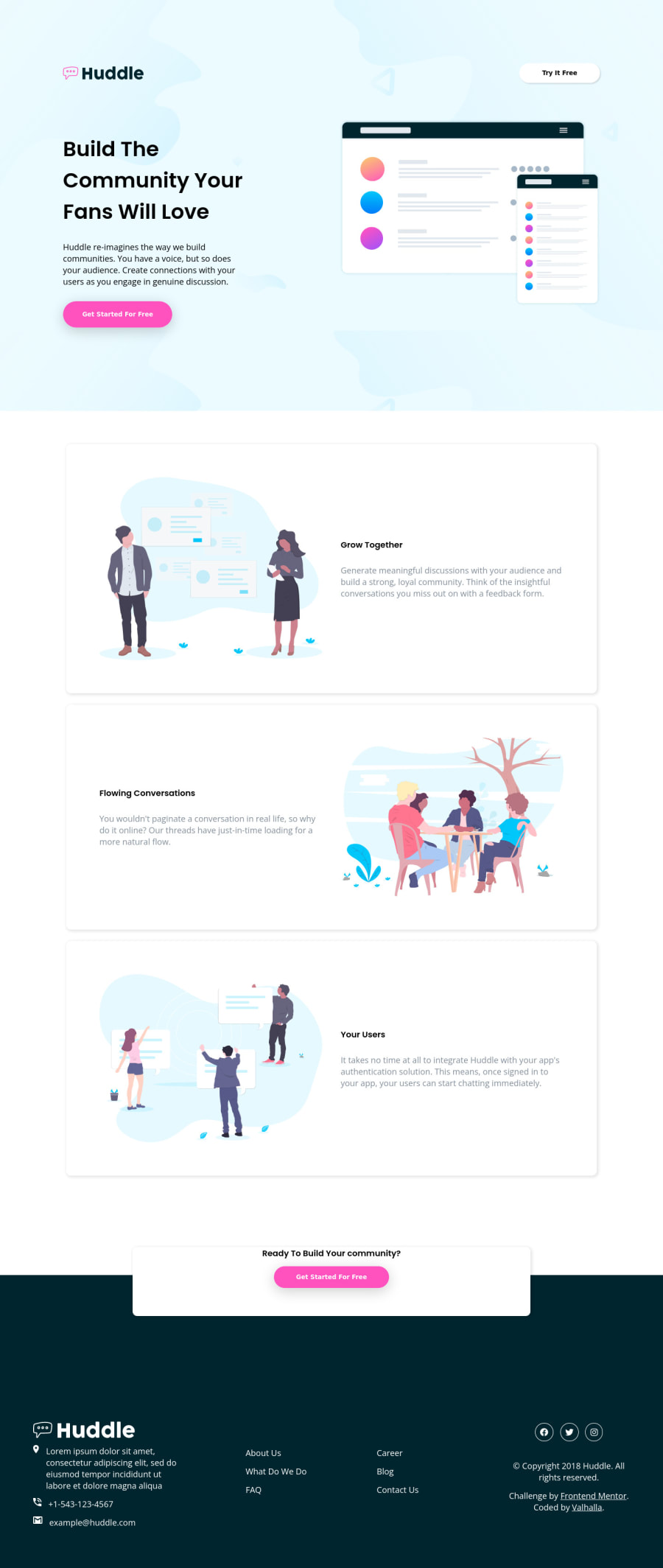 Frontend Mentor Huddle Landing Page With Alternating Feature Block Coding Challenge Solution