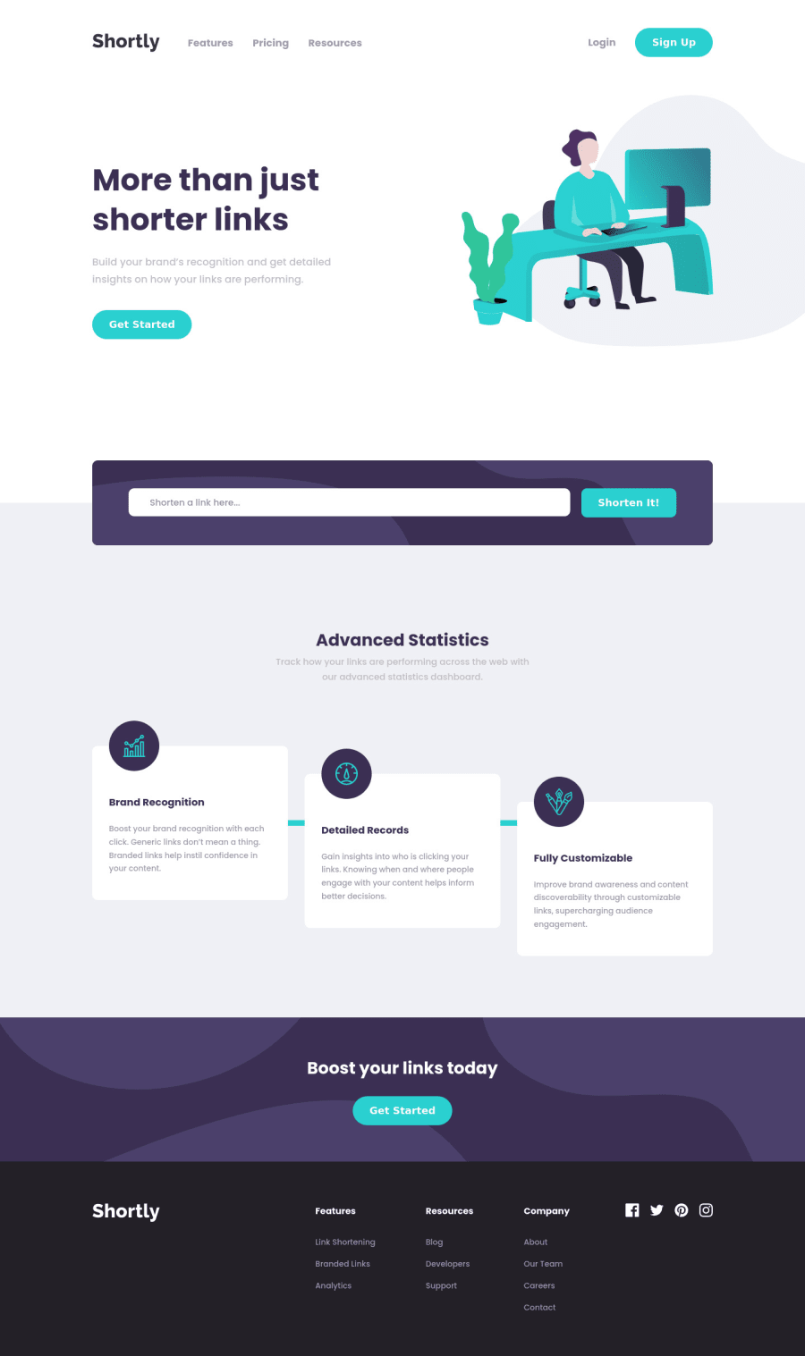 Frontend Mentor Url Shortening Api Landing Page Using Html Css And Js Coding Challenge Solution