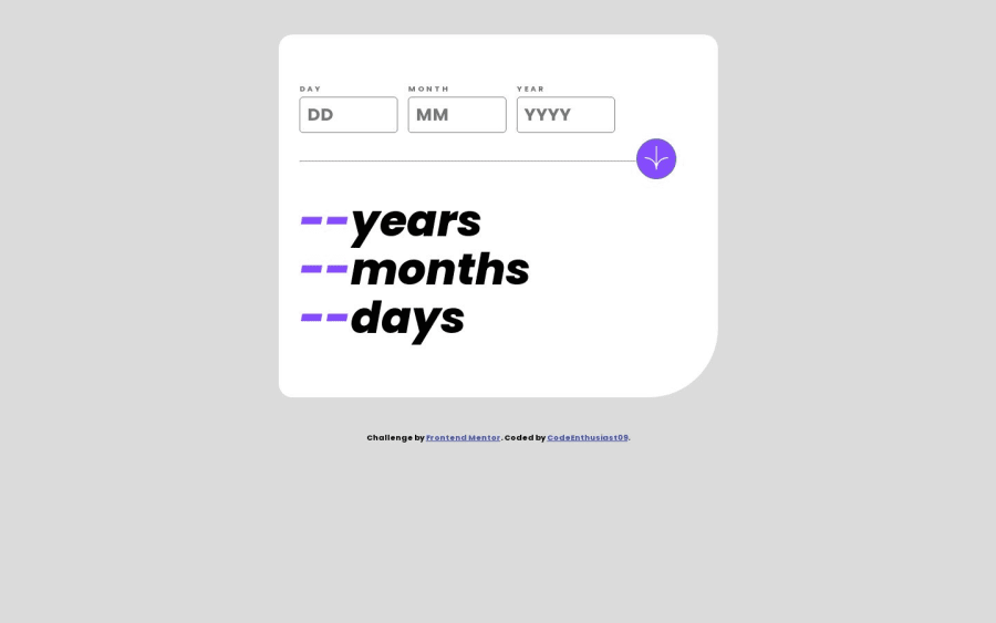 Frontend Mentor | Frontend Mentor - Age calculator app solution coding ... Frontend Mentor | Frontend Mentor - Age calculator app solution coding ...
