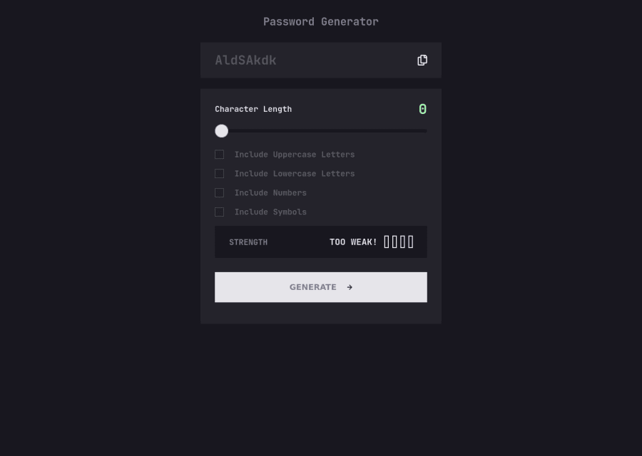 Frontend Mentor Password Generator App With React Hooks And Redux Toolkit Coding Challenge