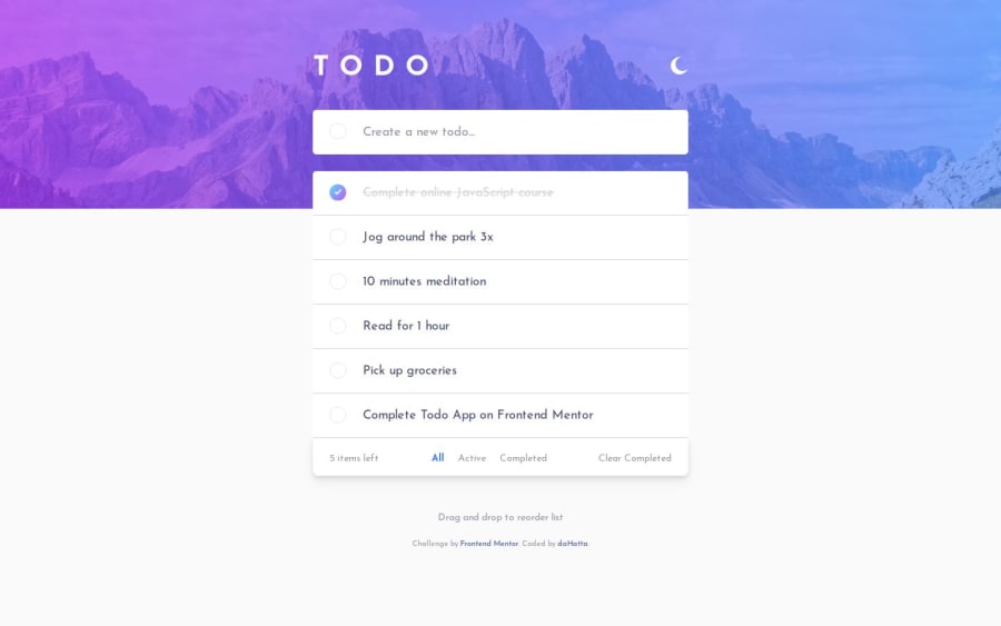 Frontend Mentor Todo App With Drag And Drop Next Js Tailwind