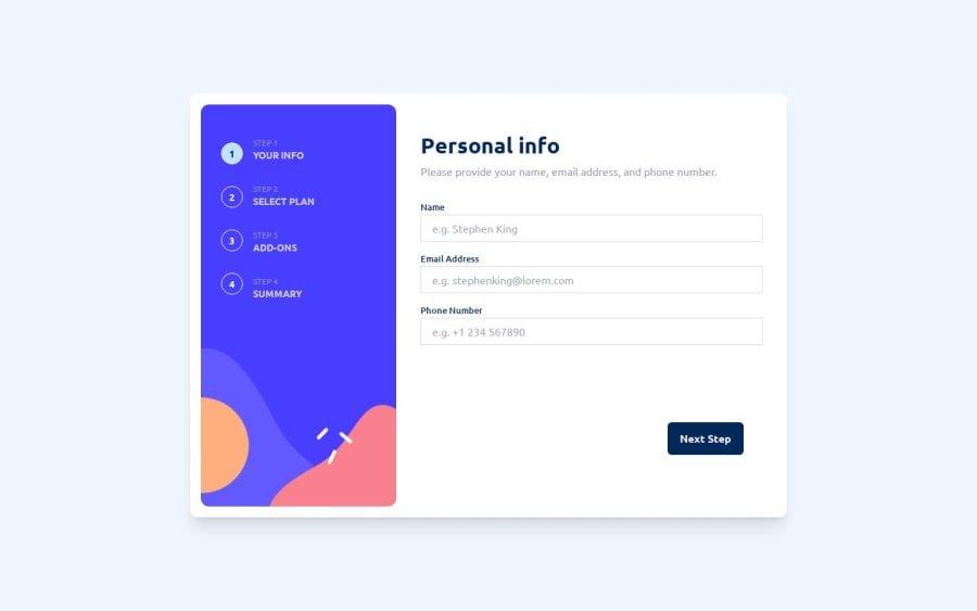 Frontend Mentor Step Form Challenge Coding Challenge Solution
