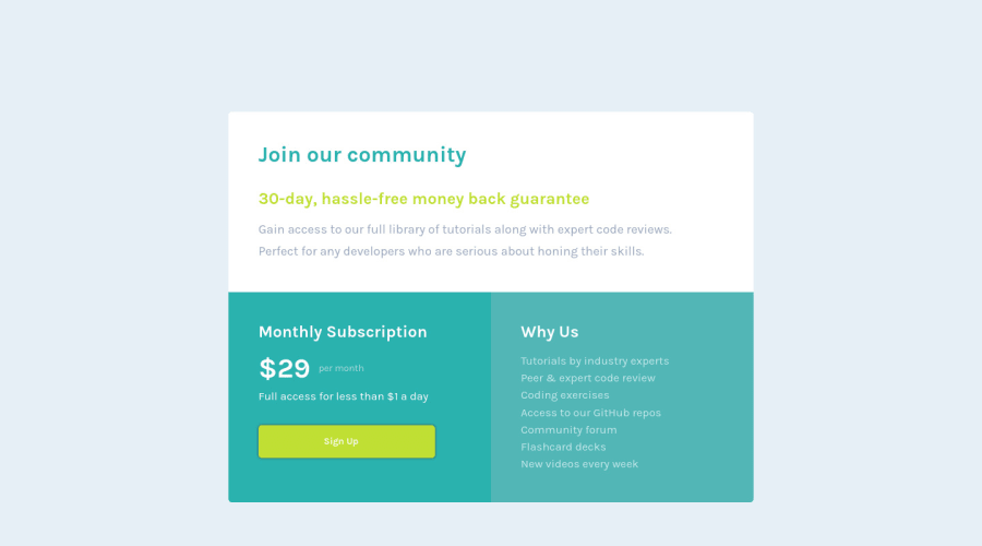 Frontend Mentor Single Price Compenent Using Html And Css Flex Grid Coding Challenge Solution