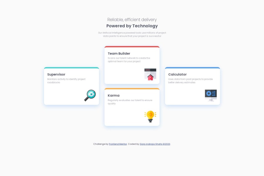 Frontend Mentor Four Card Feature Section Using Html And Css Coding