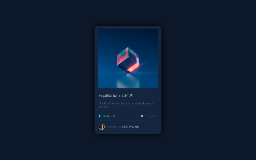 Frontend Mentor Nft Card Using Html And Css Coding Challenge Solution