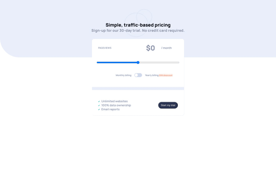 Frontend Mentor Responsive Interactive Pricing Component Coding