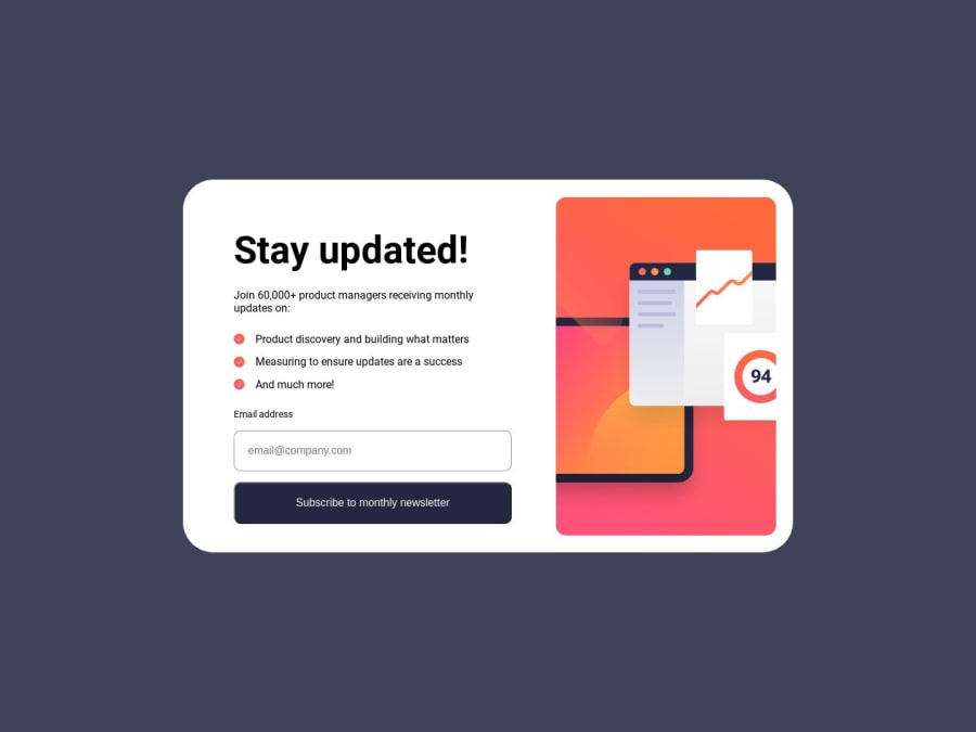 Frontend Mentor Newsletter Sign Up Form With Success Message Using Flex Box Coding Challenge