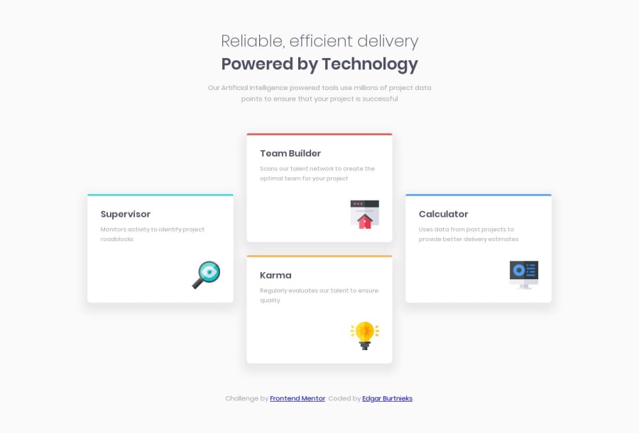 Frontend Mentor Html And Css Mobile First Four Card Feature Section Using Css Grid Coding